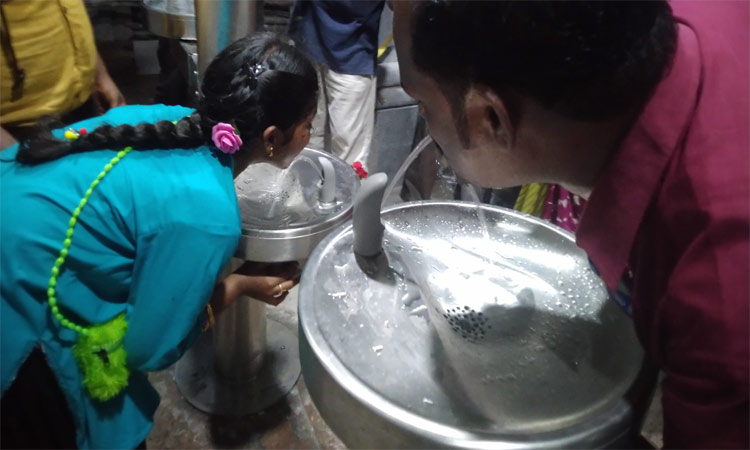 Modern pedal stall drinking water facility at Mamallapuram Beach Temple ...