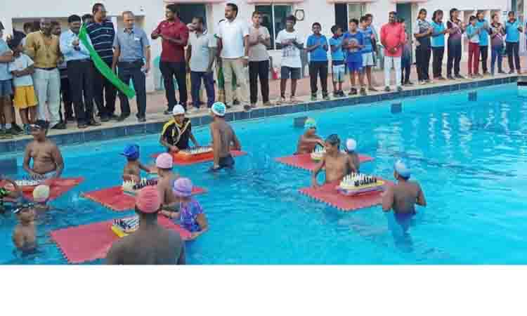 Floating chess tournament in the swimming pool | நீச்சல் குளத்தில் ...
