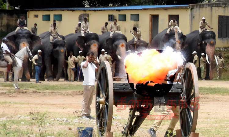 Dussehra Elephants Phase 2 Cannon Burst Training | மைசூருவில் தசரா ...