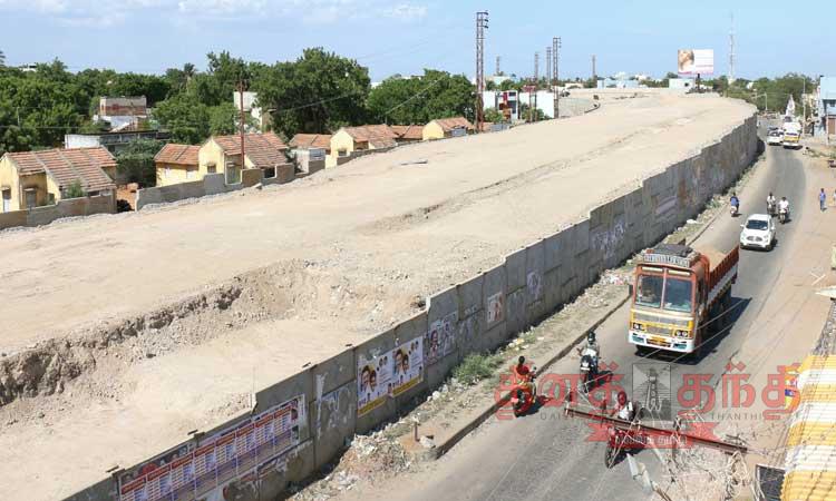 The Pudukottai flyover work is going on at a snail's pace | ஆமை ...
