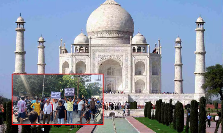 Ban on commercial shops around Taj Mahal; Traders protest against ...