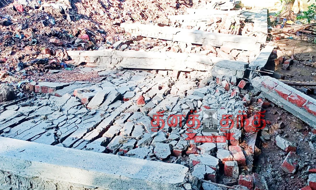 The new perimeter wall of the government school collapsed due to heavy ...