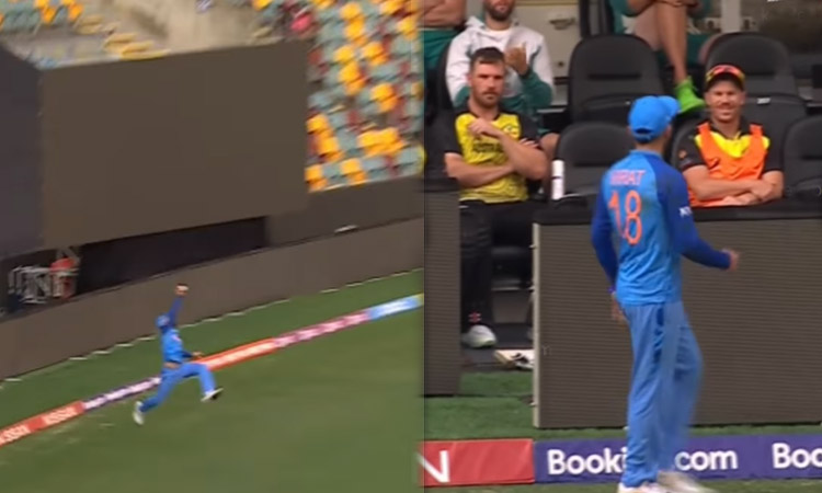 Virat Kohli pulls off stunning one-handed catch during T20 World Cup warm-up match vs Australia ...