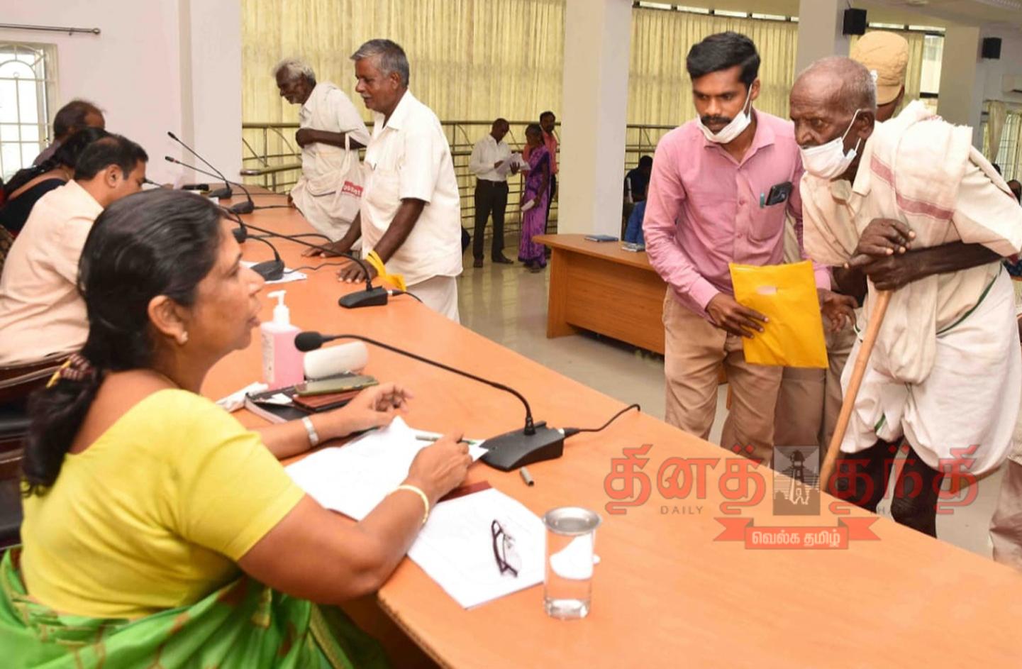 Public gathered in a grievance redressal meeting at the Dharmapuri ...