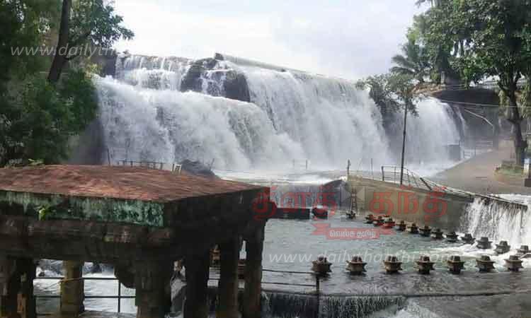Surplus discharge of 1,040 cubic feet per second from Perunchani Dam ...