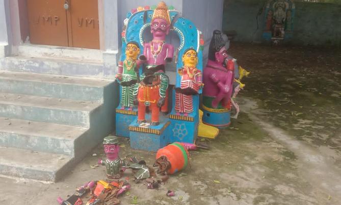 sami silai | கோவிலில் சாமி சிலைகள் உடைப்பால் பரபரப்பு