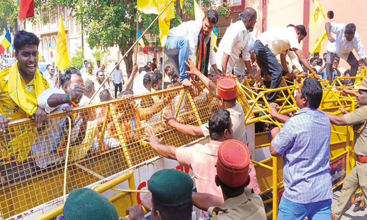 PMK workers stage protest demanding MBC reservation in recruitment ...