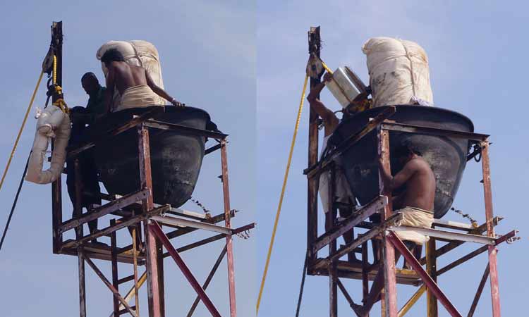 The work of installing the Mega Tri at Cheppukkopparai on the top of ...