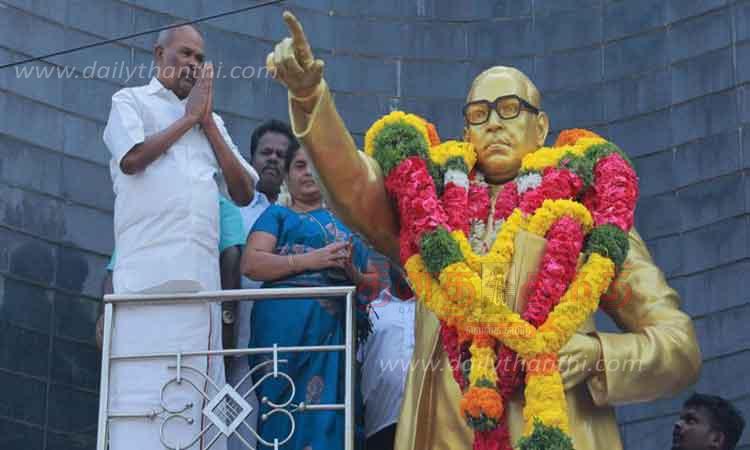 Speaker's appau pays tribute to Ambedkar statue | அம்பேத்கர் சிலைக்கு ...