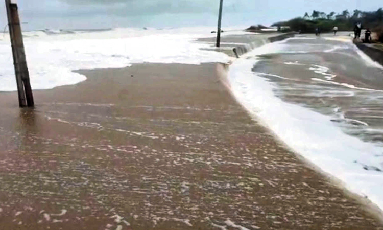 Due to the turbulence, sea water engulfed the fishing villages around ...