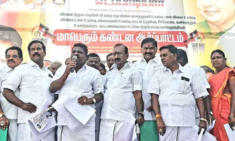 ADMK protests | அ.தி.மு.க.வினர் கண்டன ஆர்ப்பாட்டம்