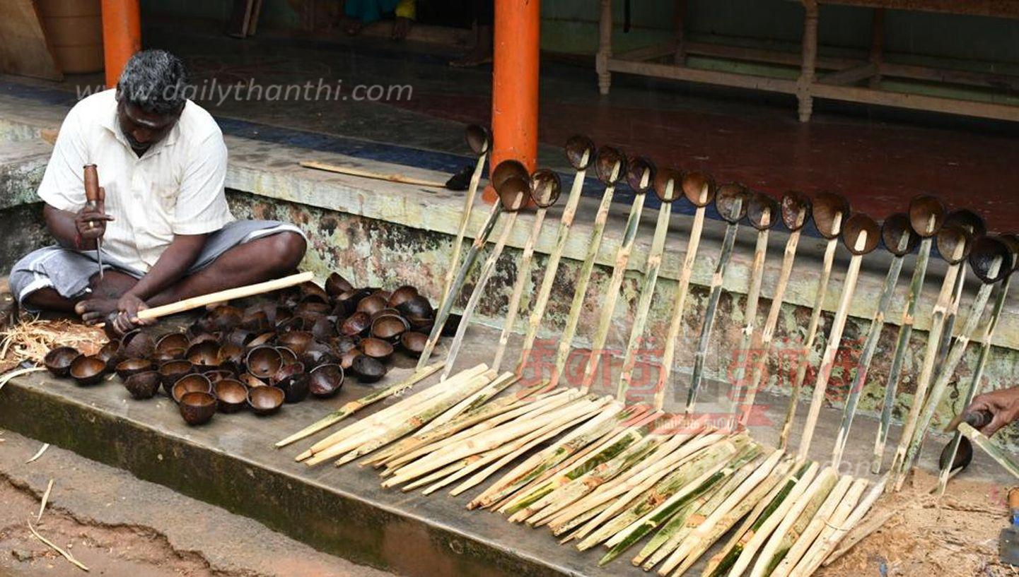 agappai made | பொங்கல் பண்டிகைக்காக அகப்பை தயாரிக்கும் பணி மும்முரம்