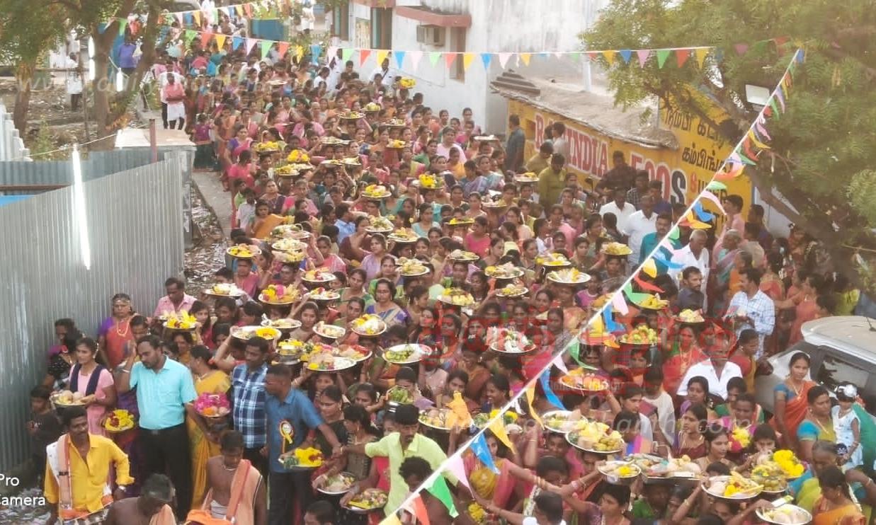 Procession of women with flowers to Muniandi temple near Thirumangalam ...