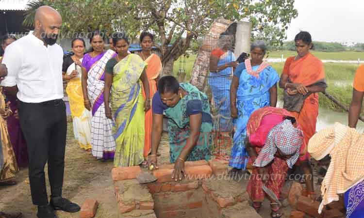 Women who are trained as masons and build Anganwadi building ...