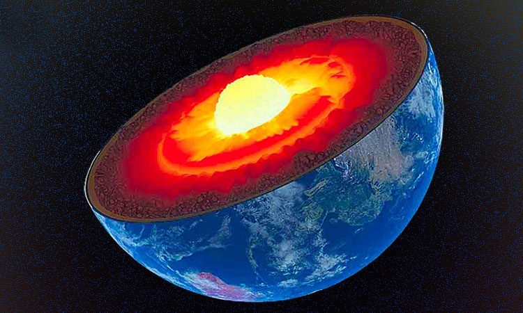 Researcher says that Earth's solid inner core, a hot iron ball, has ...