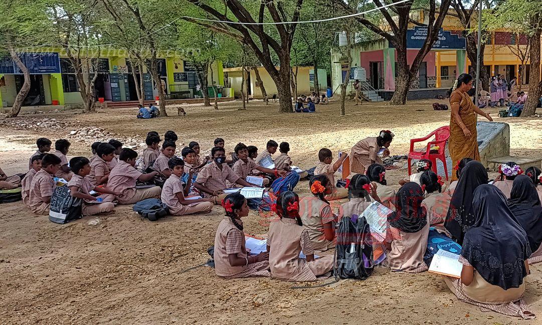 Students studying under a tree in Projectchery Government Higher ...