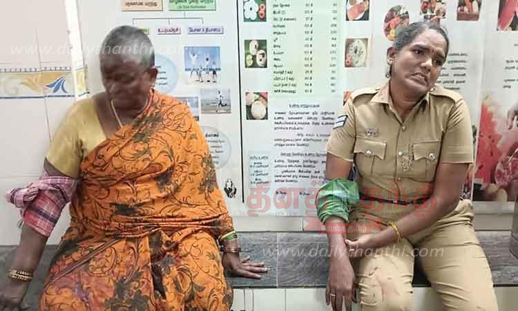 Bus collision; 10 people including a policewoman were injured | பஸ்கள் ...