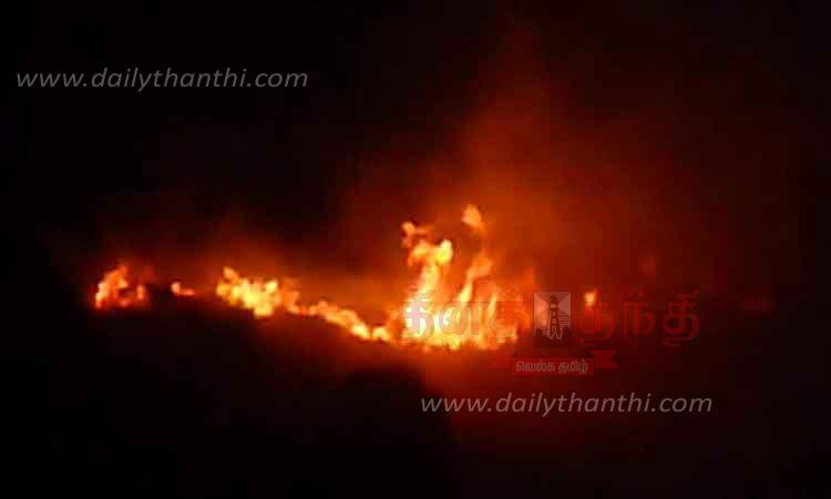 The forest fire is raging for the 3rd day in the Akkamalai Pulmedu ...