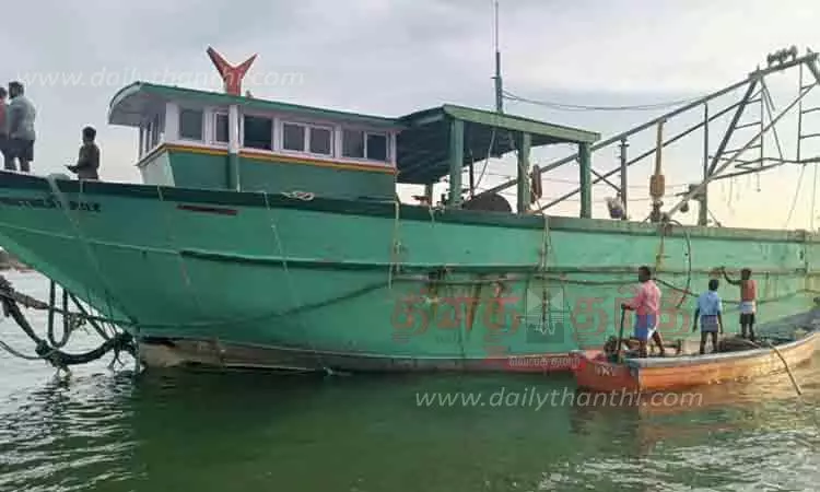 The fishermen brought the barge released by the Sri Lankan Navy to ...