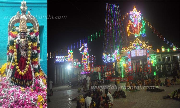 Thayamangalam temple | மின்னொளியில் ஜொலிக்கும் தாயமங்கலம் கோவில்