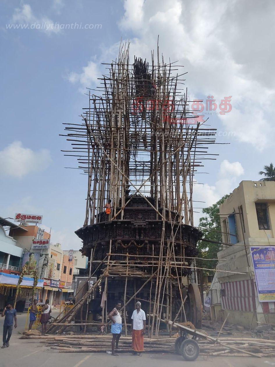 temple car making works | தேர் கட்டுமான பணிகள் தீவிரம்