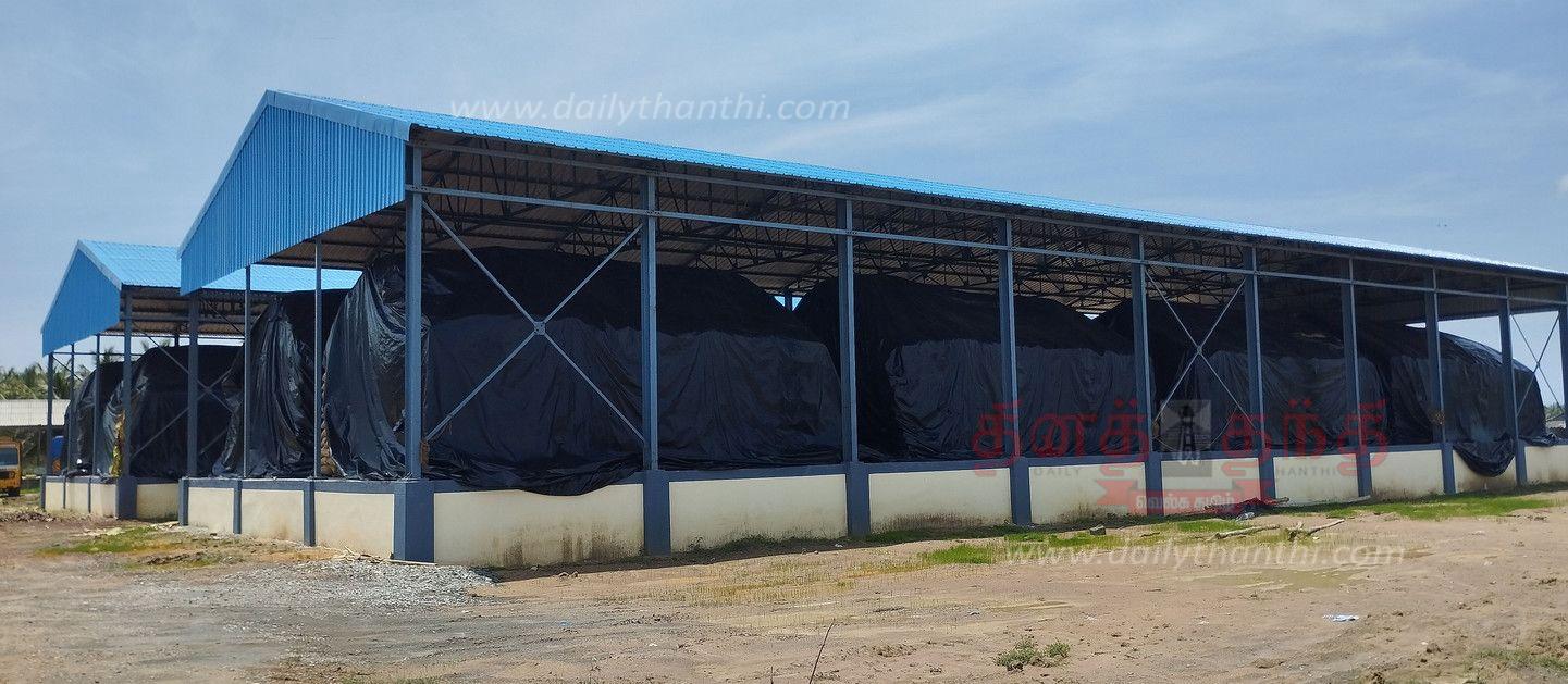 An open paddy storage warehouse came into use | திறந்தவெளி நெல் ...