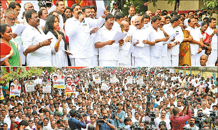 ADMK all over Tamil Nadu to remove Senthil Balaji. Demonstration ...