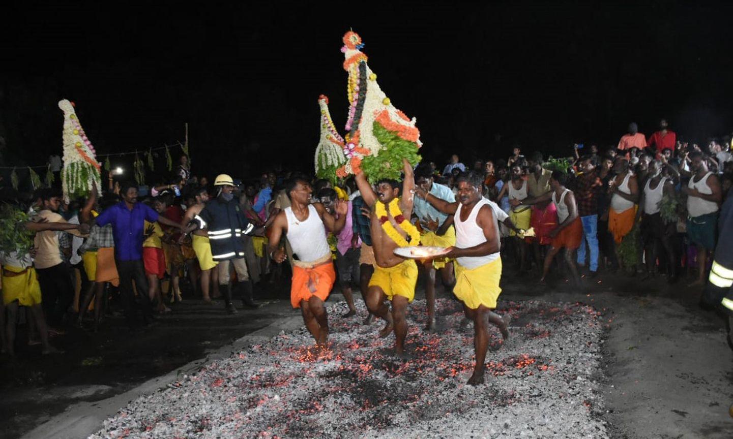 Villupuram Kanniyamman Temple Thee Mithi Festival was attended by a ...
