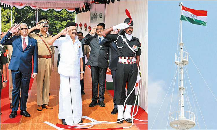 Chief Minister M.K.Stalin hoisted the national flag on the Fort ...