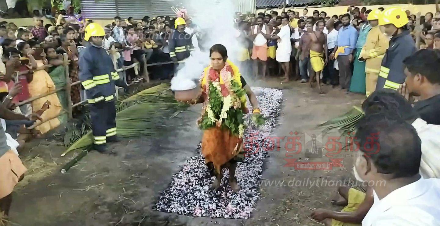 Dimithi Festival at Aduthurai Mamarathu Mariamman Temple | ஆடுதுறை ...