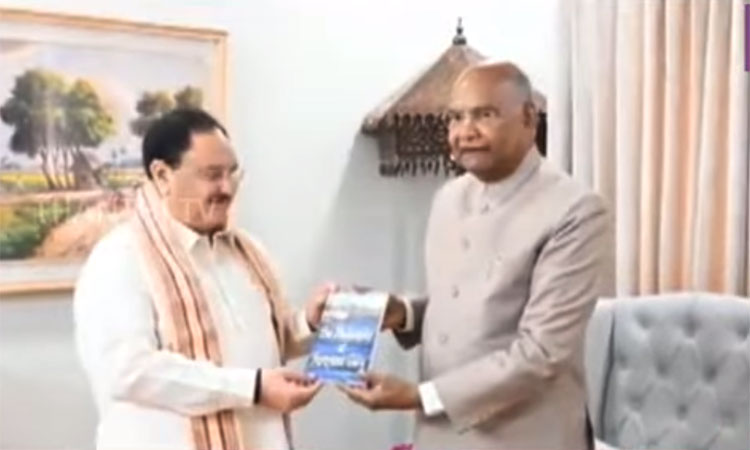 BJP National President JP Natta meeting with former President Ram Nath ...