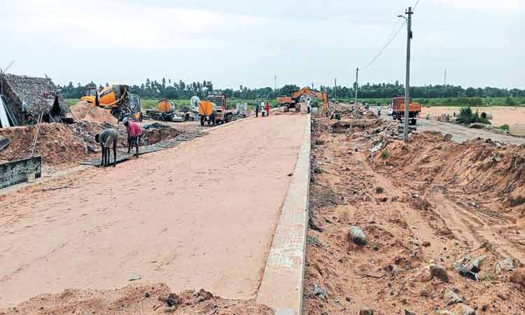 Repair work of Walajabad-Alur foot bridge which was damaged due to rain ...