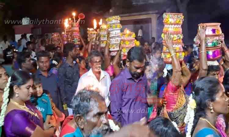 Near Manamadurai, rice paddy in earthen pot is offered to Goddess for ...