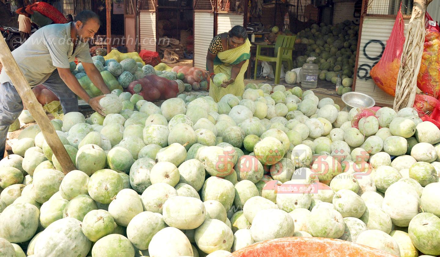 At Erode A huge sale of white pumpkins took place on the occasion of ...