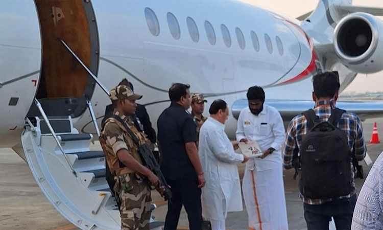 Janata Party National President JP Natta arrived in Chennai | சென்னை ...