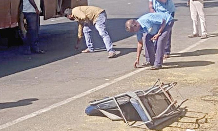 matter of the seat falling off in the running bus; 3 people including ...