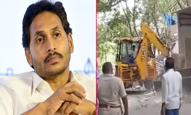 Officials demolished the part built without permission at Jaganmohan ...