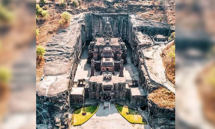 Kailashnath Temple, Ellora, carved out of a single piece of rock ...